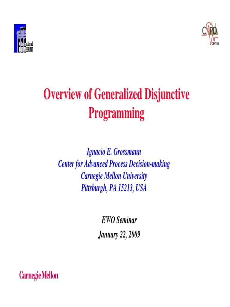 Overview of Generalized Disjunctive Programming | PDF | Nonlinear Programming | Linear Programming