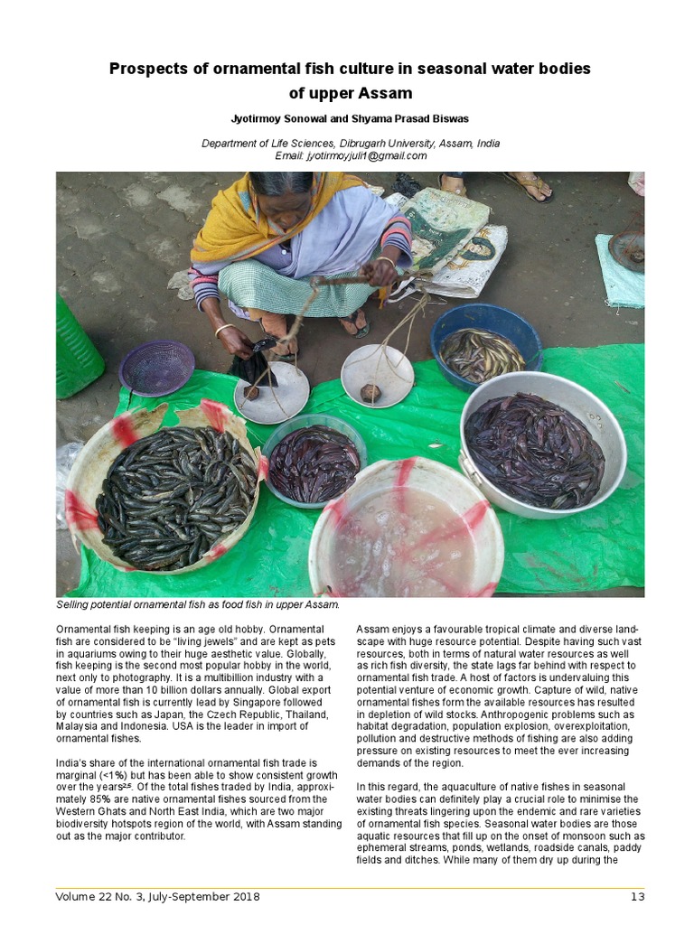 Prospects of Ornamental Fish Culture in Seasonal Water Bodies Assam ...
