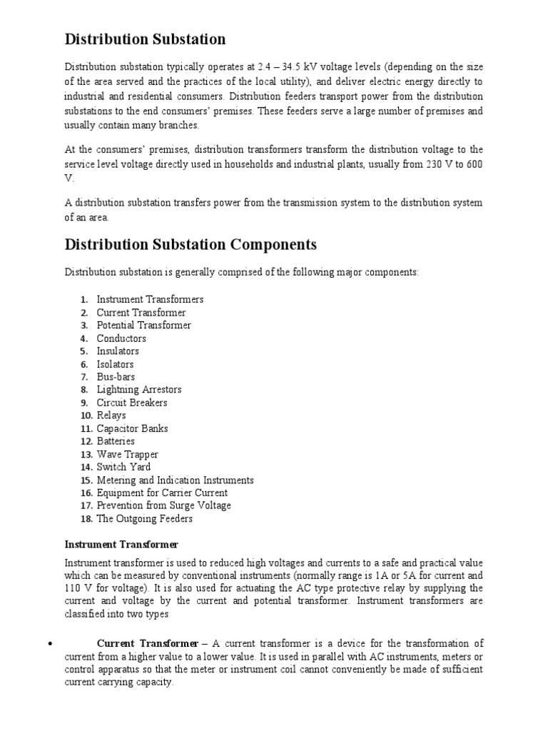 Overview of Distribution Substation Components | PDF | Electrical ...