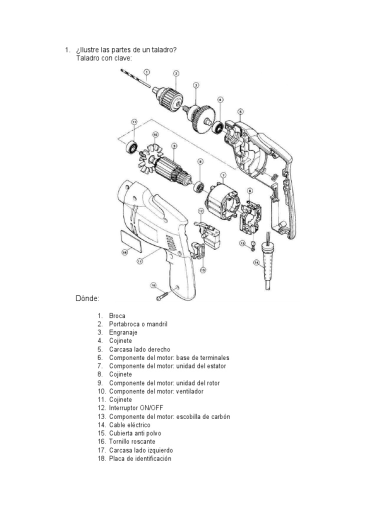 Ilustre Las Partes de Un Taladro | PDF | Perforar | Tornillo
