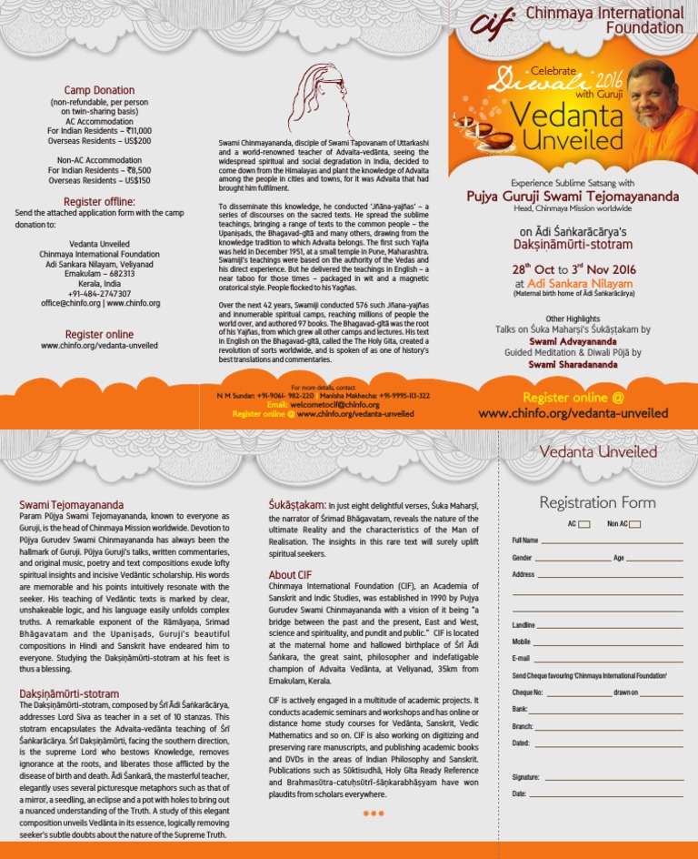 Vedanta Unveiled Brochure | PDF | Hindu Philosophy | Indian Philosophy