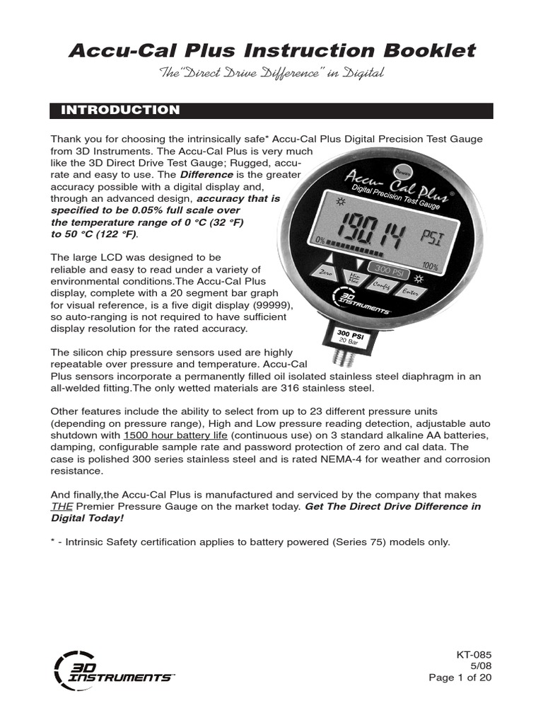 3D Instruments Accu-Cal Plus Instruction Manual | PDF | Calibration ...