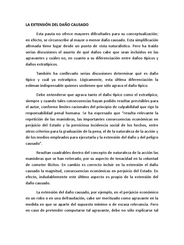 La Extensión Del Daño Causado | PDF | Castigos | Derecho penal