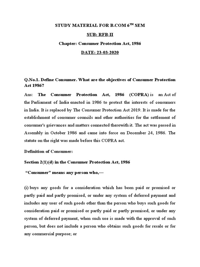Consumer Protection Act Study Guide: Rights of Consumers and Filing ...