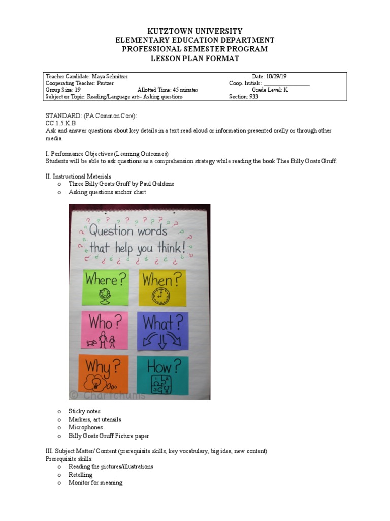 Asking Questions Think Aloud Lesson | PDF | Question | Reading ...