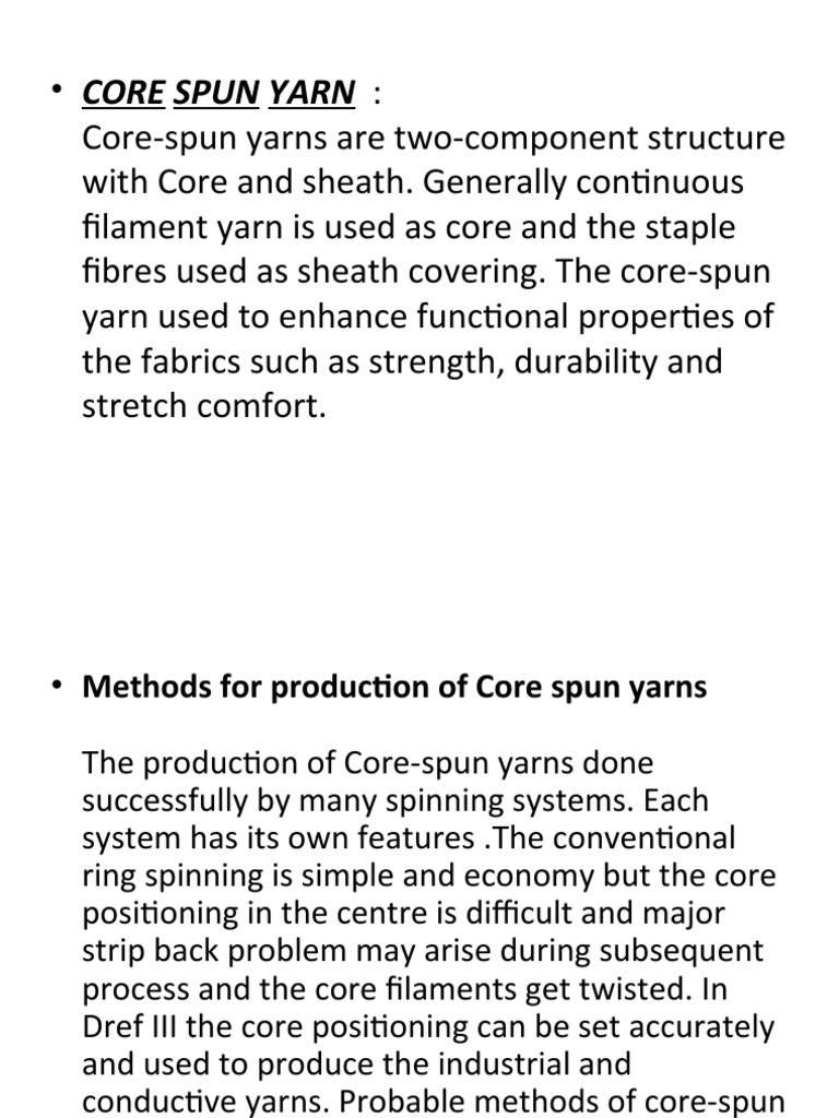 Core Spun | PDF | Yarn | Spinning (Textiles)