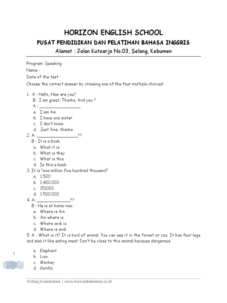 Soal Grammar Dasar | PDF | Grammar | Linguistics
