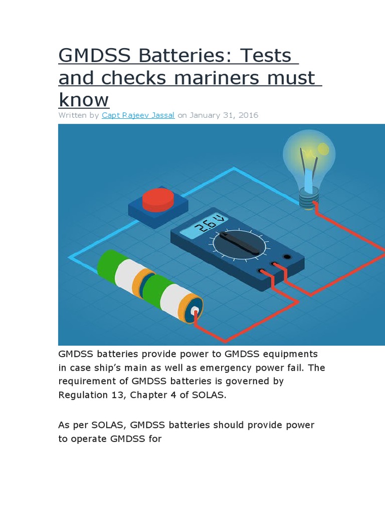 Gmdss Solas Regulation | PDF | Voltage | Battery (Electricity)