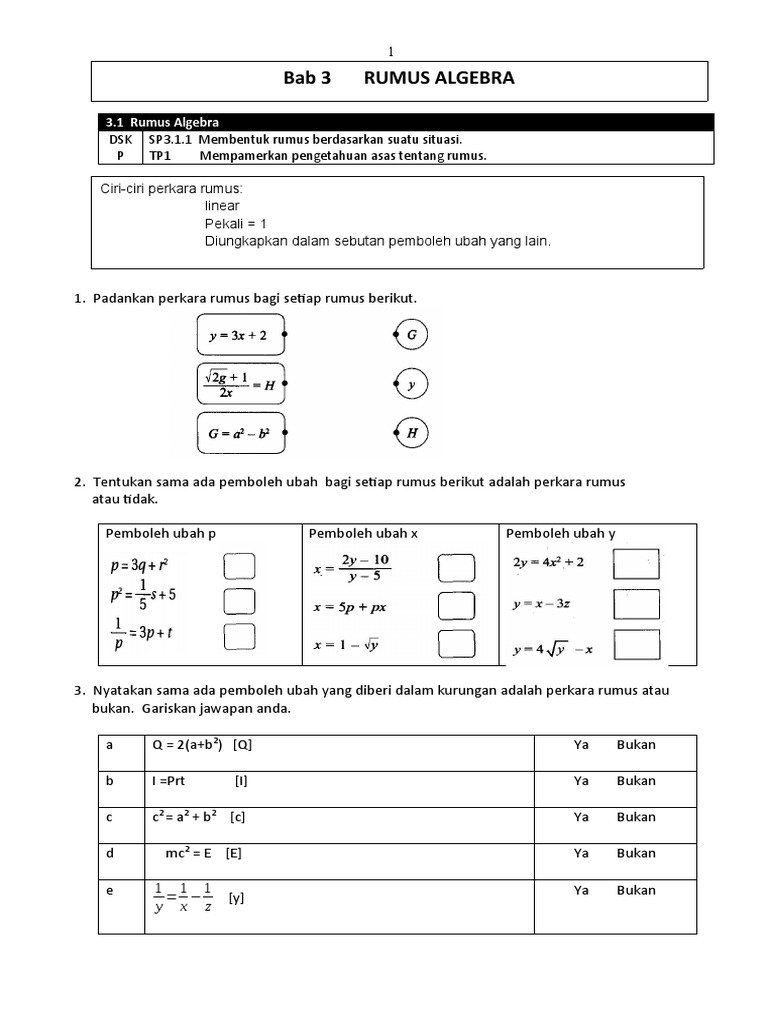 3.1 Rumus Algebra | PDF