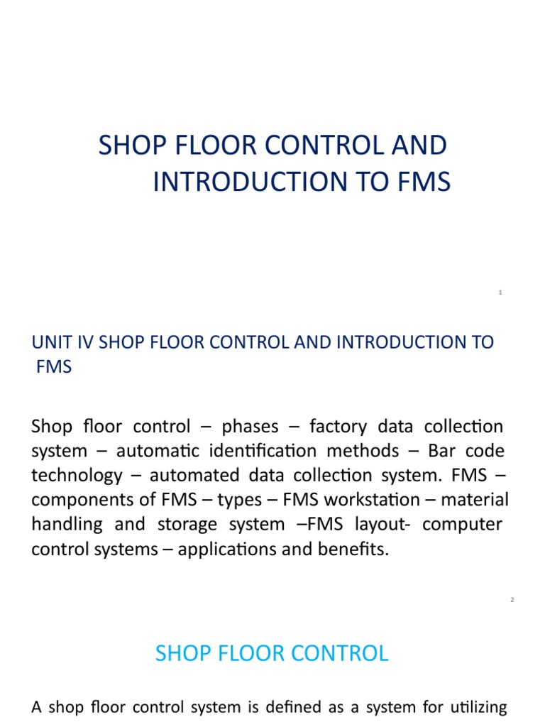 Shop Floor Control & FMS | PDF | Barcode | Automation