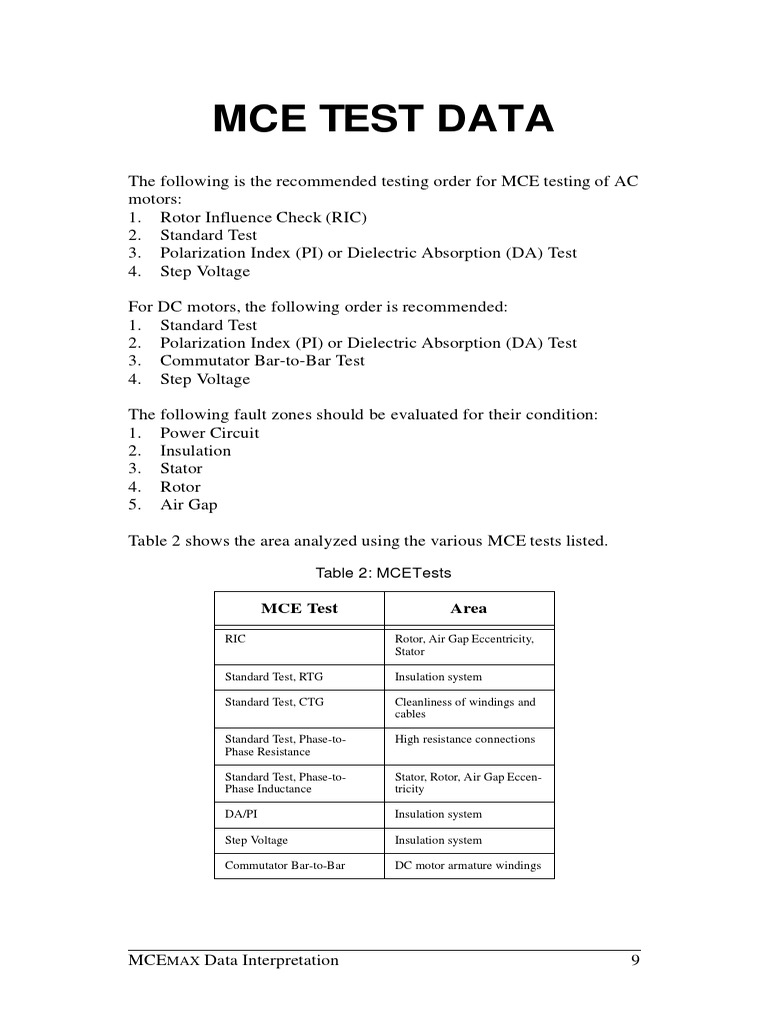 5 MCE Test Data PDF | PDF | Electric Motor | Inductor