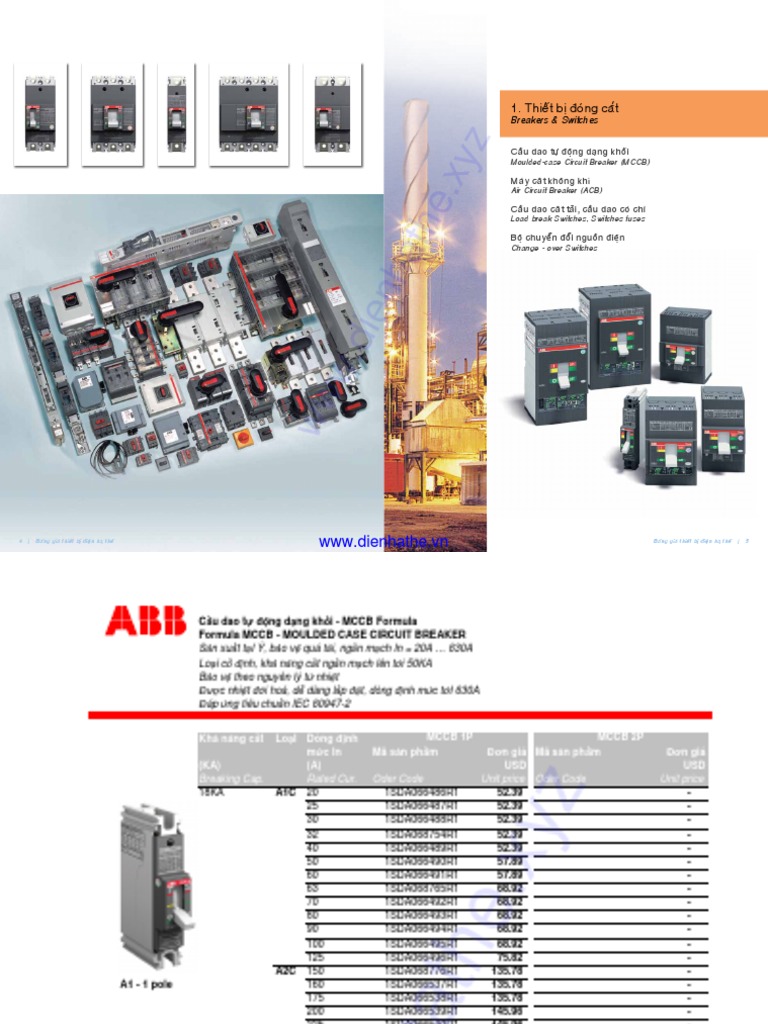 Catalogue Thiet Bi Dien ABB MCCB-ACB-ATS | PDF