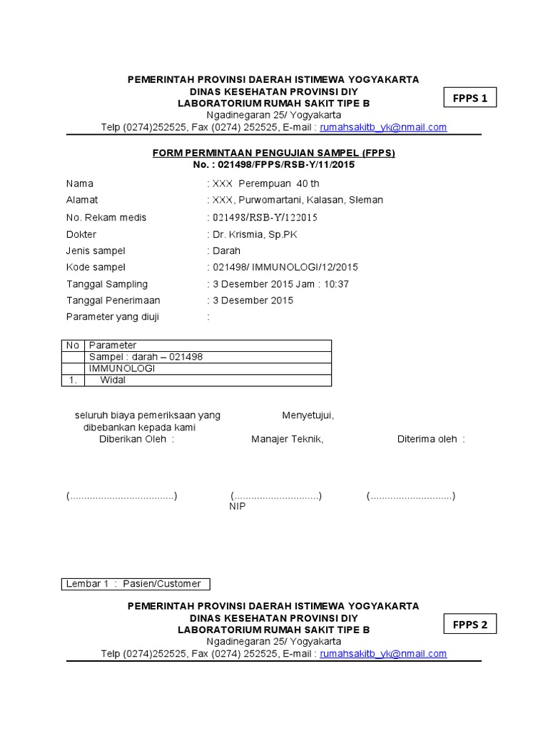 Formulir Permintaan Pengujian Sampel | PDF