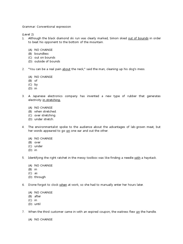 Grammar Exercises: Conventional Expressions | PDF