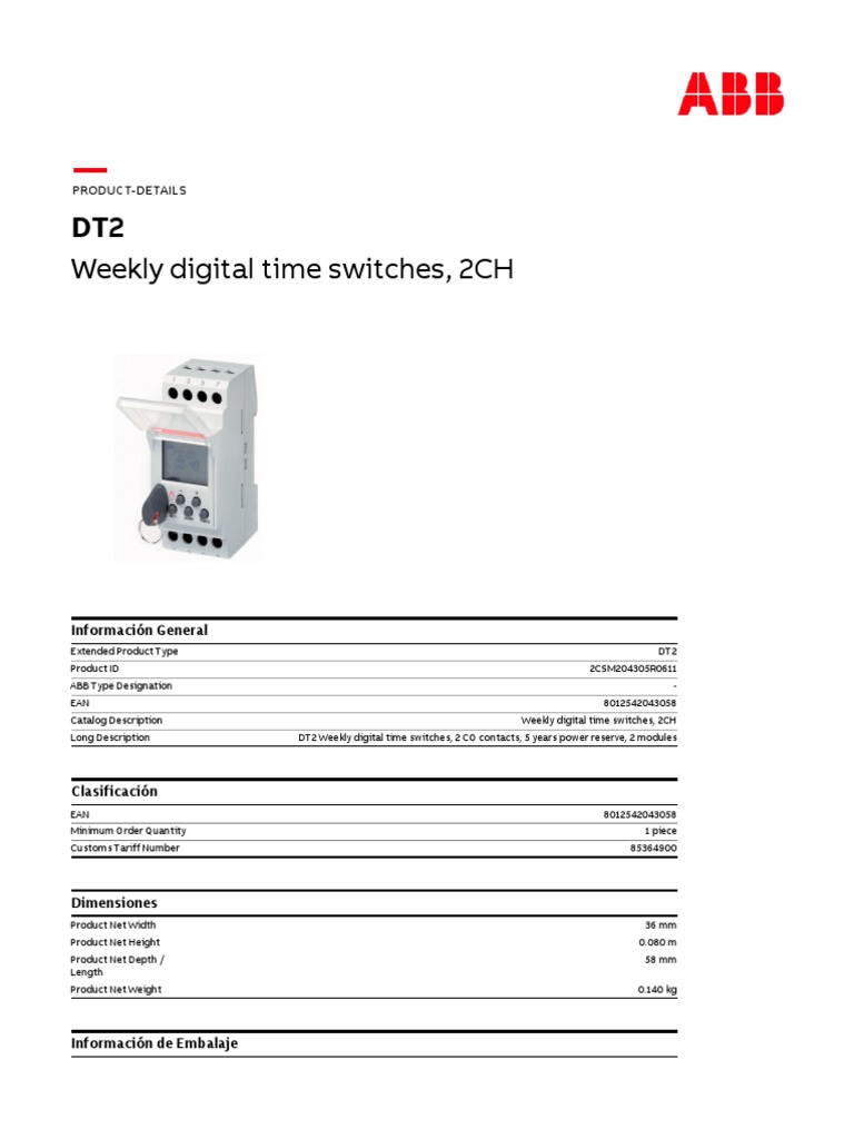 Weekly Digital Time Switches, 2CH: Product-Details | PDF | Switch ...