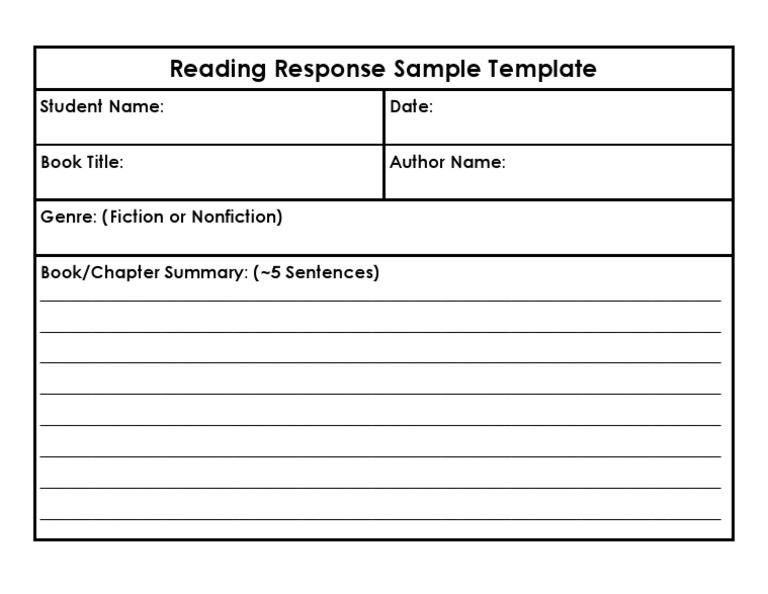 Reading Response Sample Template | PDF