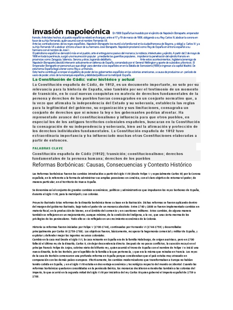 Invasión Napoleónica en 1808 España Fue Invadido Por El Ejército de ...