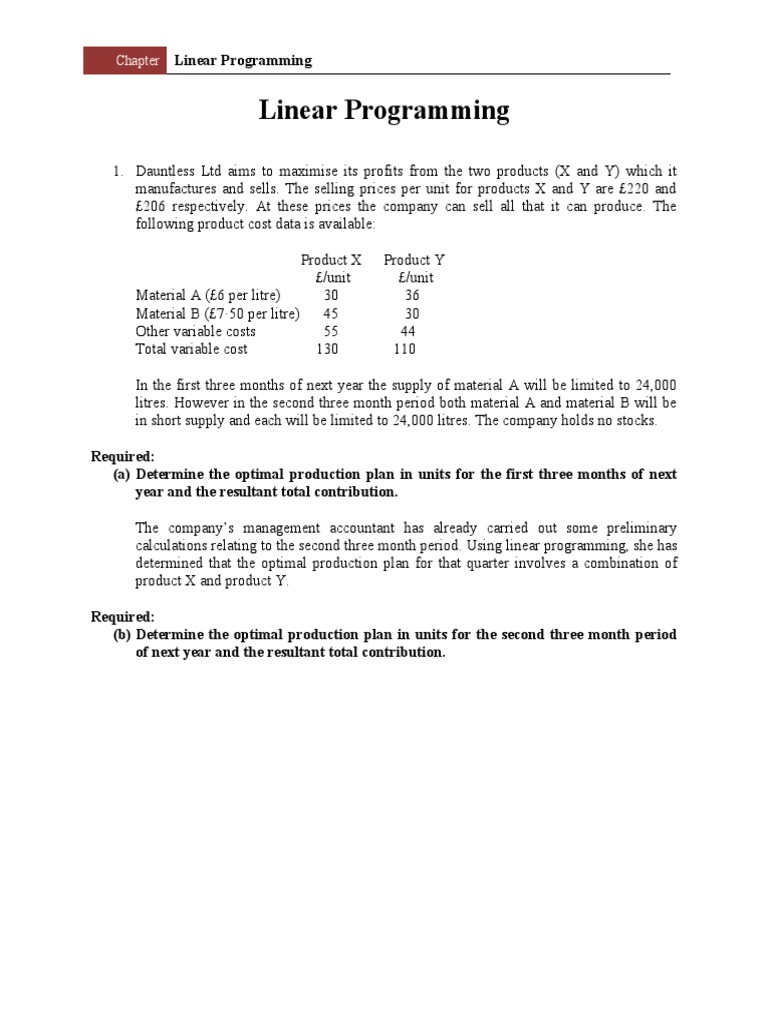 Linear Programme | PDF