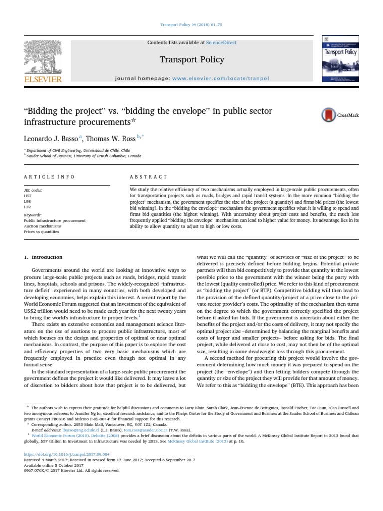 Bidding The Project Vs - Bidding The Envelope in Public S - 2018 ...
