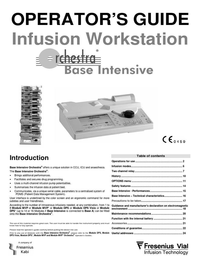 Fresenius Orchestra Base Unit - User Manual | PDF | Intravenous Therapy | Syringe