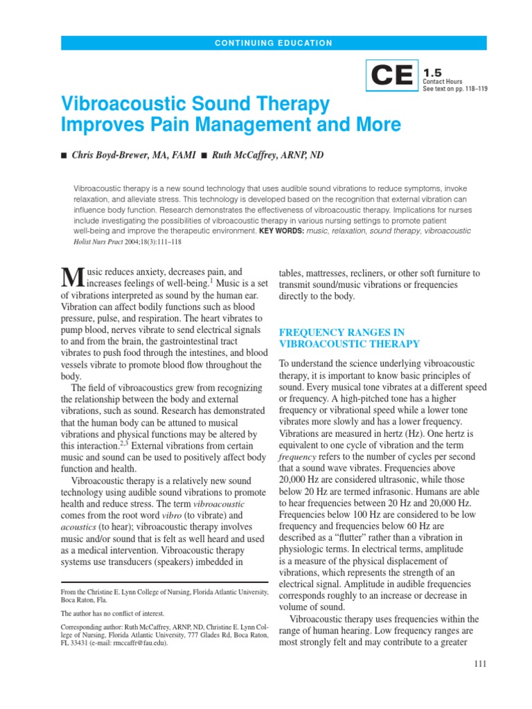 Vibroacoustic Sound Therapy Improves Pain Management and More PDF | PDF | Relaxation (Psychology ...