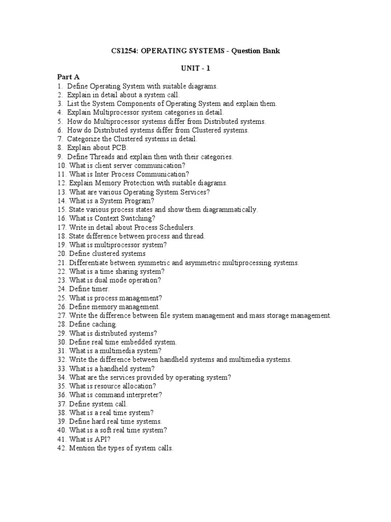 Cs1254 Operating System | PDF | Scheduling (Computing) | Thread (Computing)