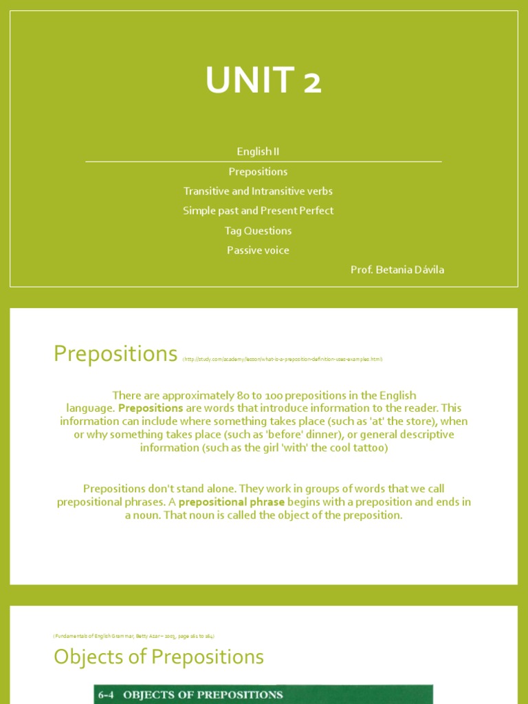 Prepositions | PDF | Object (Grammar) | Verb