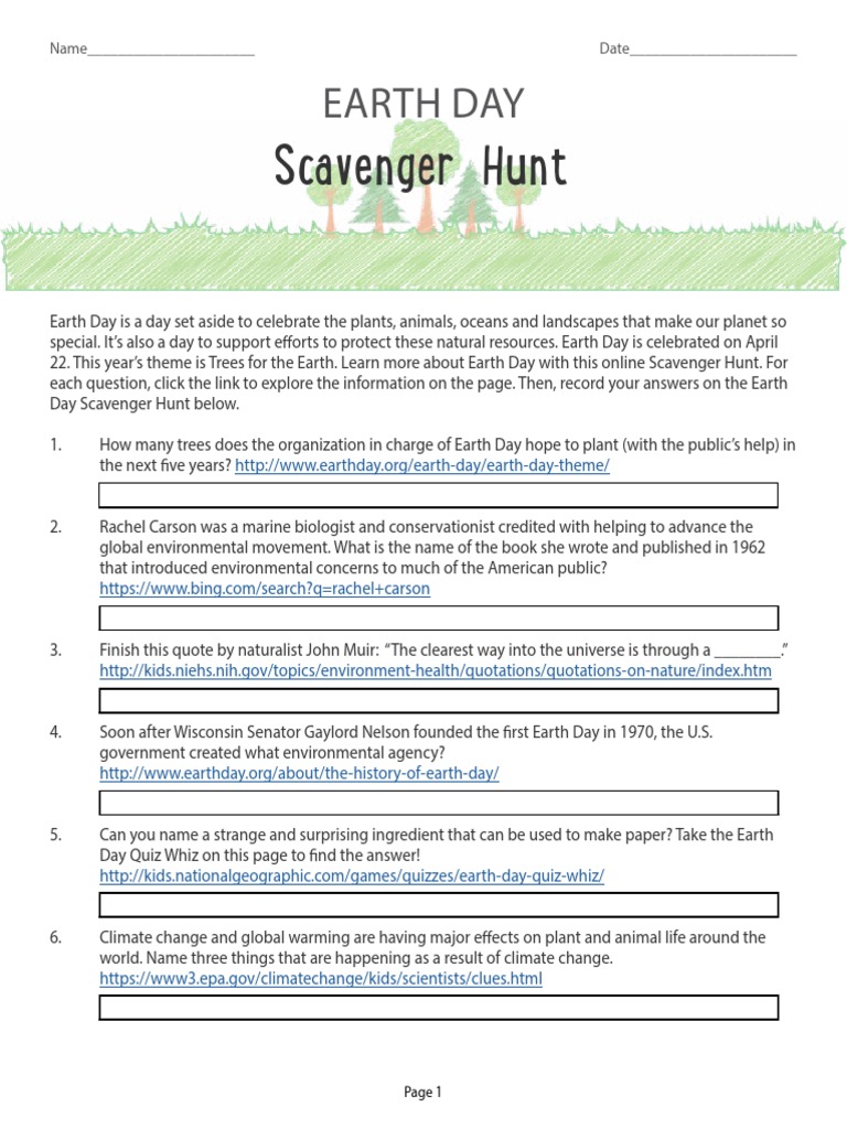 Earth Day Scavenger Hunt | PDF | Climate Change | Earth