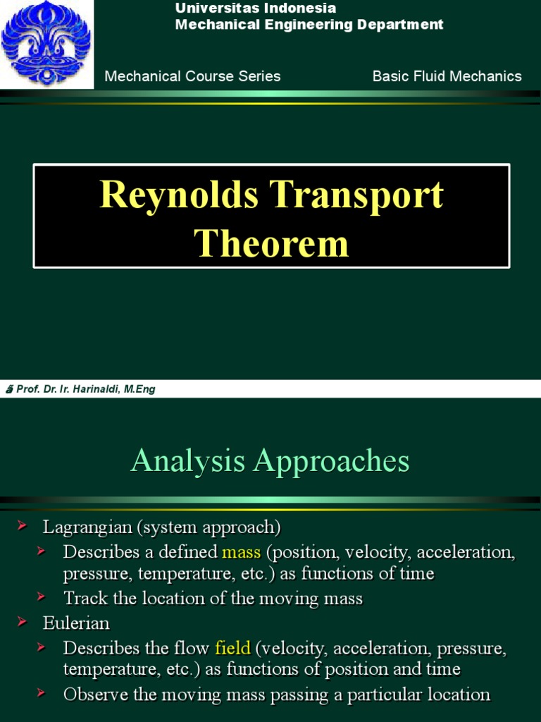BFM09-Reynolds Transport Theorem | PDF | Fluid Dynamics | Momentum