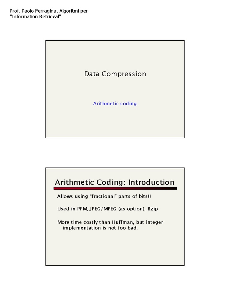 Arithmetic Coding: Introduction: Data Compression | PDF | Applied ...