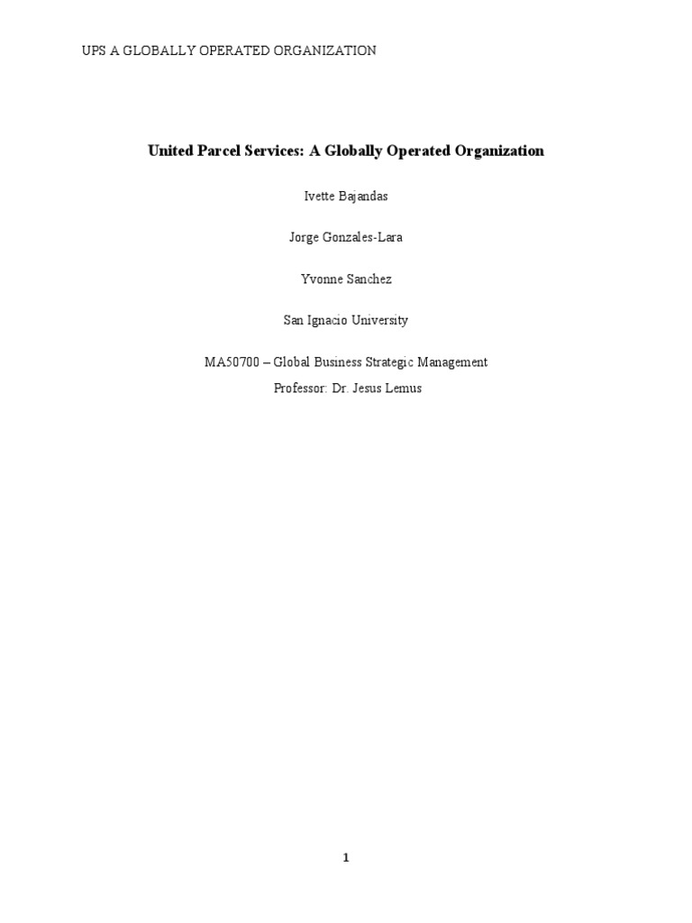 UPS A Globally Operated Organization | PDF | United Parcel Service | Cargo