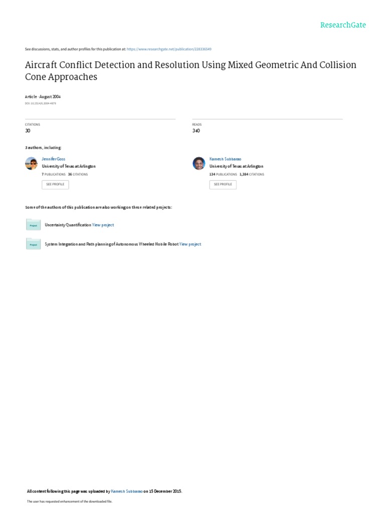 Aircraft Conflict Detection and Resolution Using M PDF | PDF | Space | Physics
