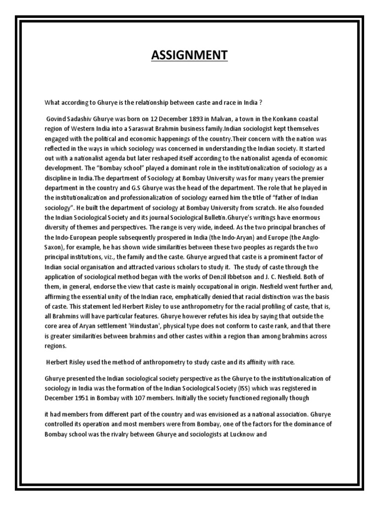 GS GHURYE - Somya Sharma | PDF | Caste | Sociology