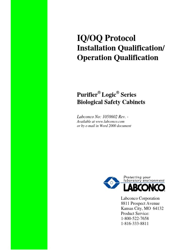 + IQ/OQ Protocol: Installation Qualification/ Operation Qualification ...