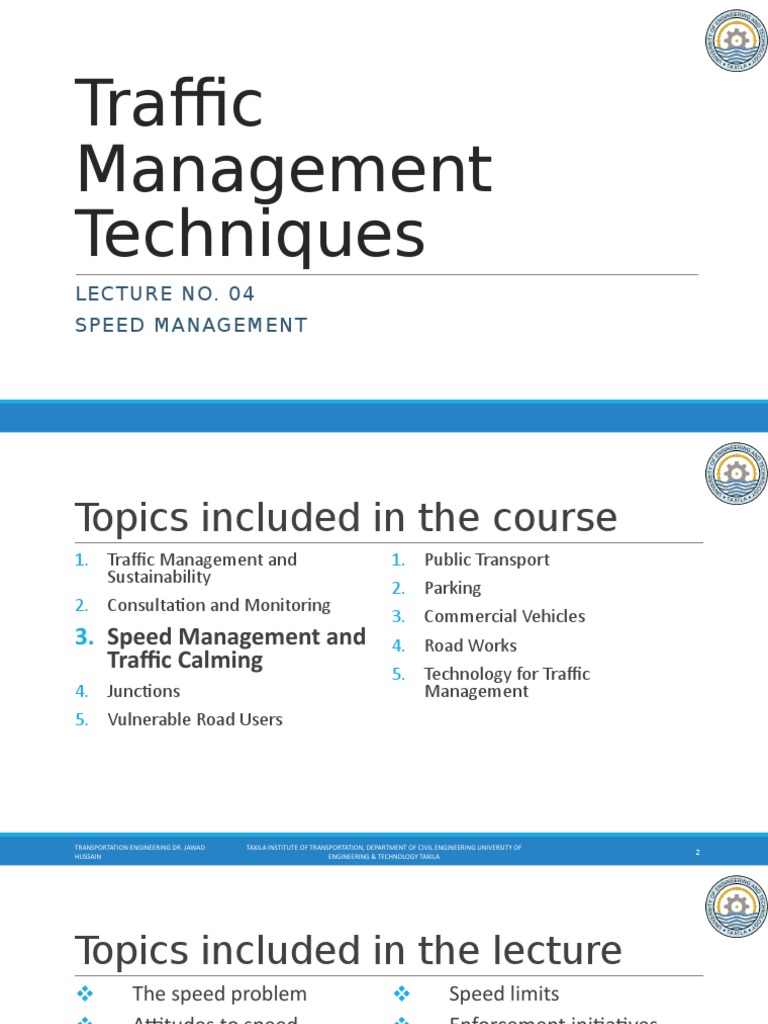 Traffic Management Techniques: Lecture No. 04 Speed Management | PDF ...