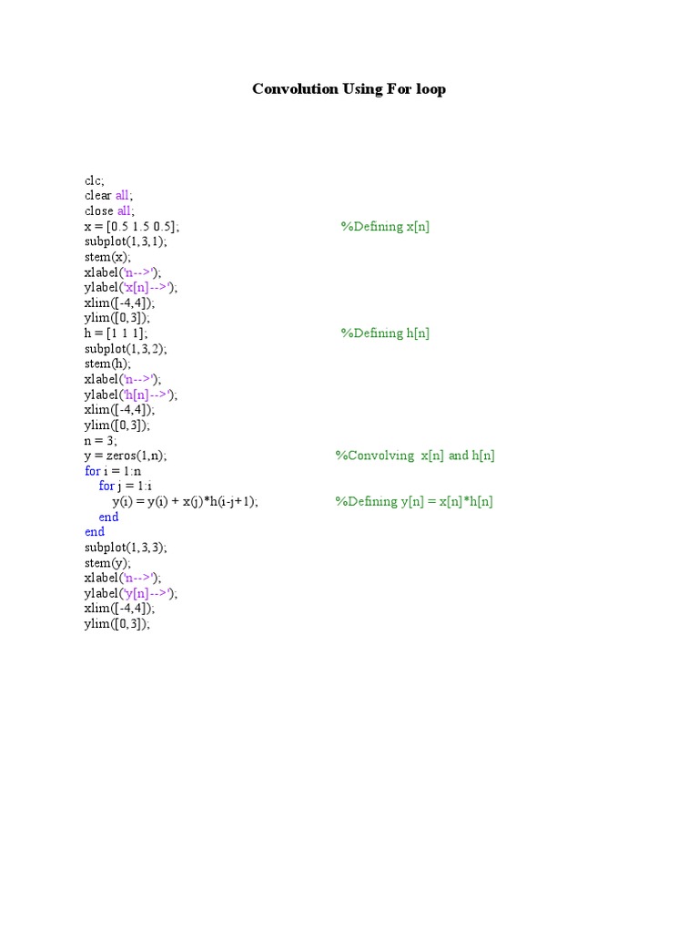Convolution Using For Loop | PDF