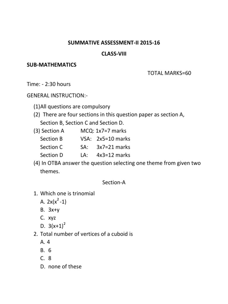 Maths Previous Year Question Paper 1 | PDF | Global Warming ...