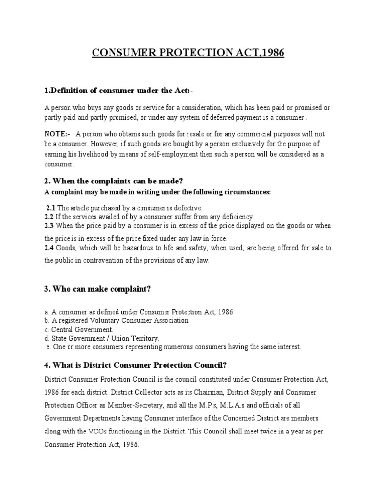 Consumer Protection Act | Download Free PDF | Consumer Protection ...