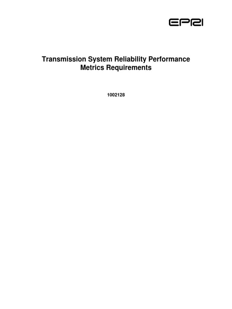 Transmission System Reliability Performance Metrics Requirements | PDF ...