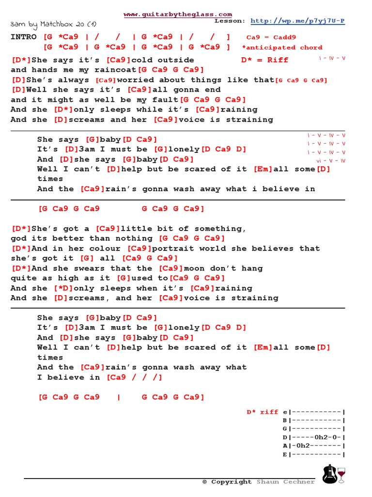 3am by Matchbox 20 (1) : Ca9 Cadd9 Anticipated Chord | PDF