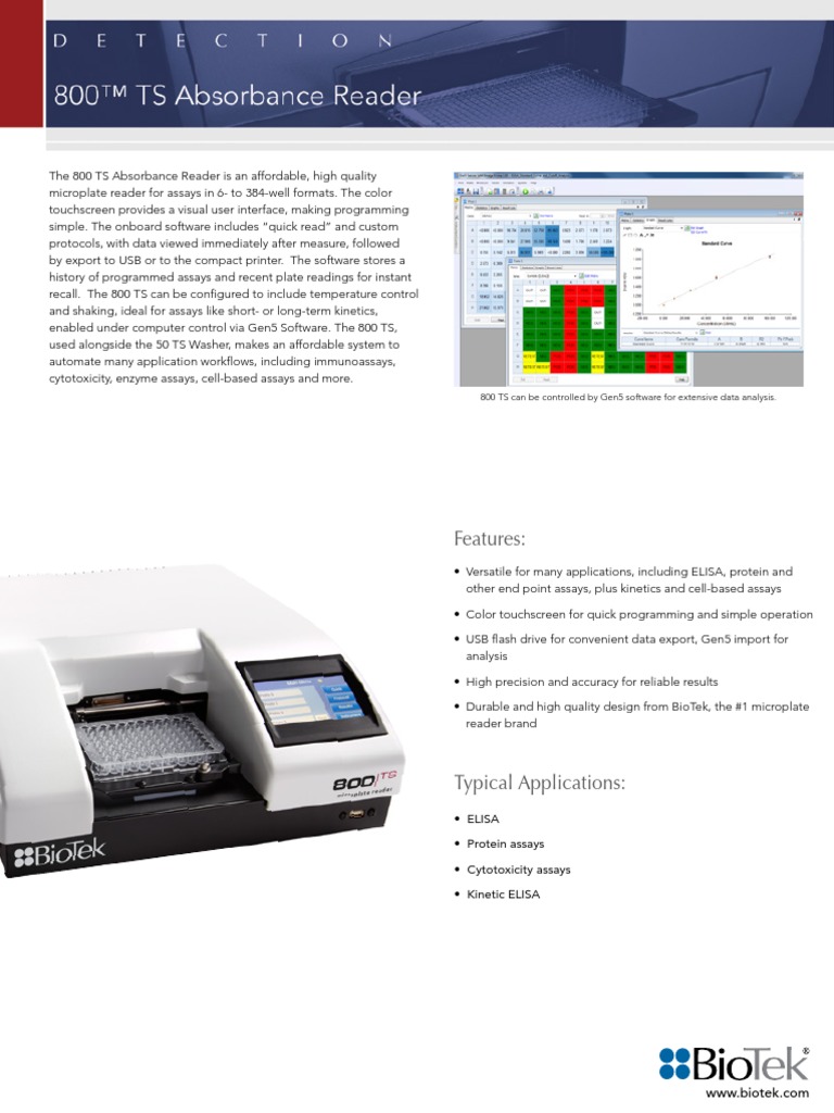 Features:: 800 TS Can Be Controlled by Gen5 Software For Extensive Data Analysis | PDF | Assay ...