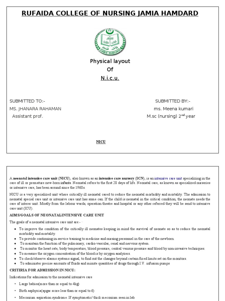 Nicu Physical Layout | PDF | Neonatal Intensive Care Unit | Lung