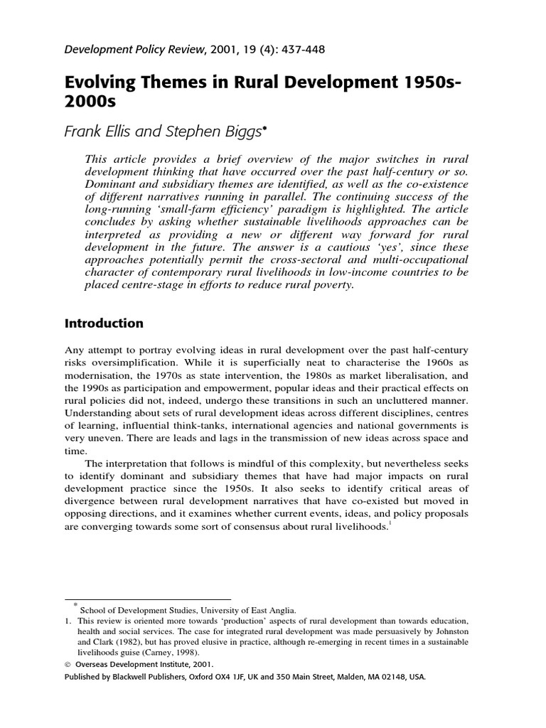 Evolution of Rural Development Ideas | PDF | Poverty Reduction | Farms