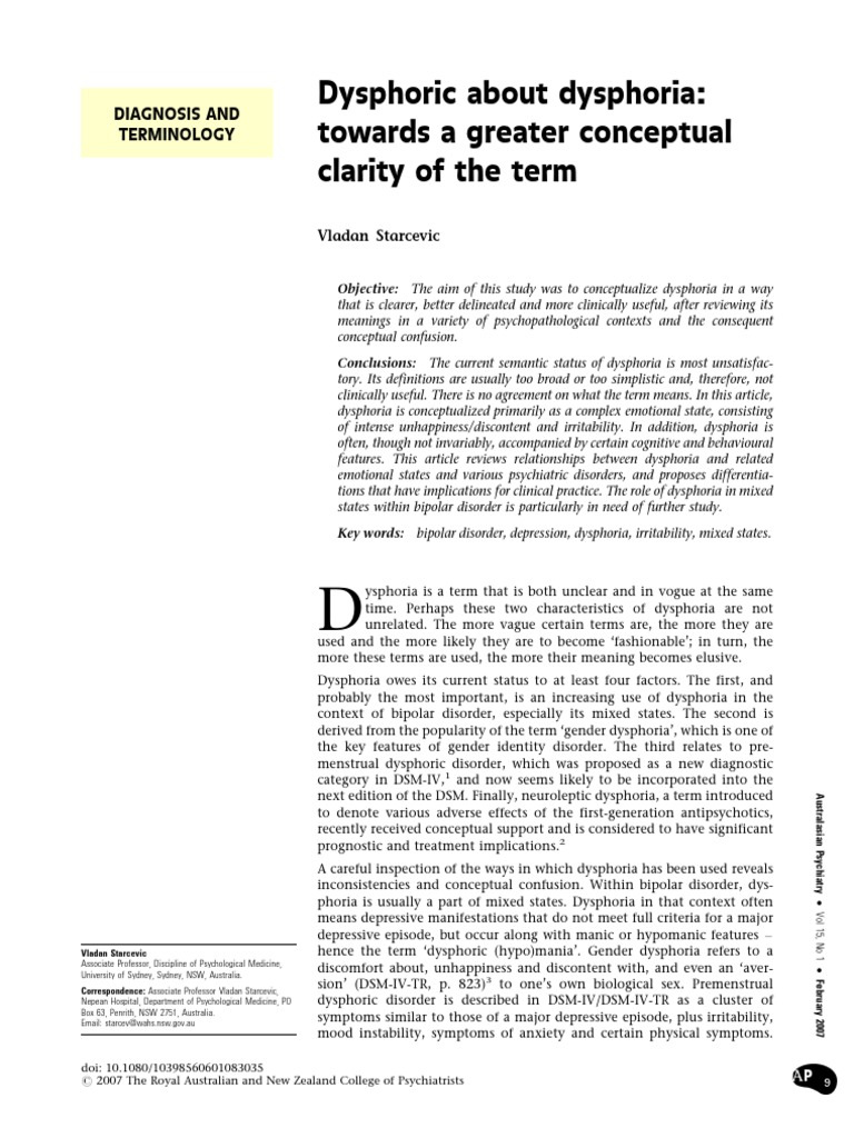 About Dysphoria | PDF | Mental Disorder | Mood Disorders