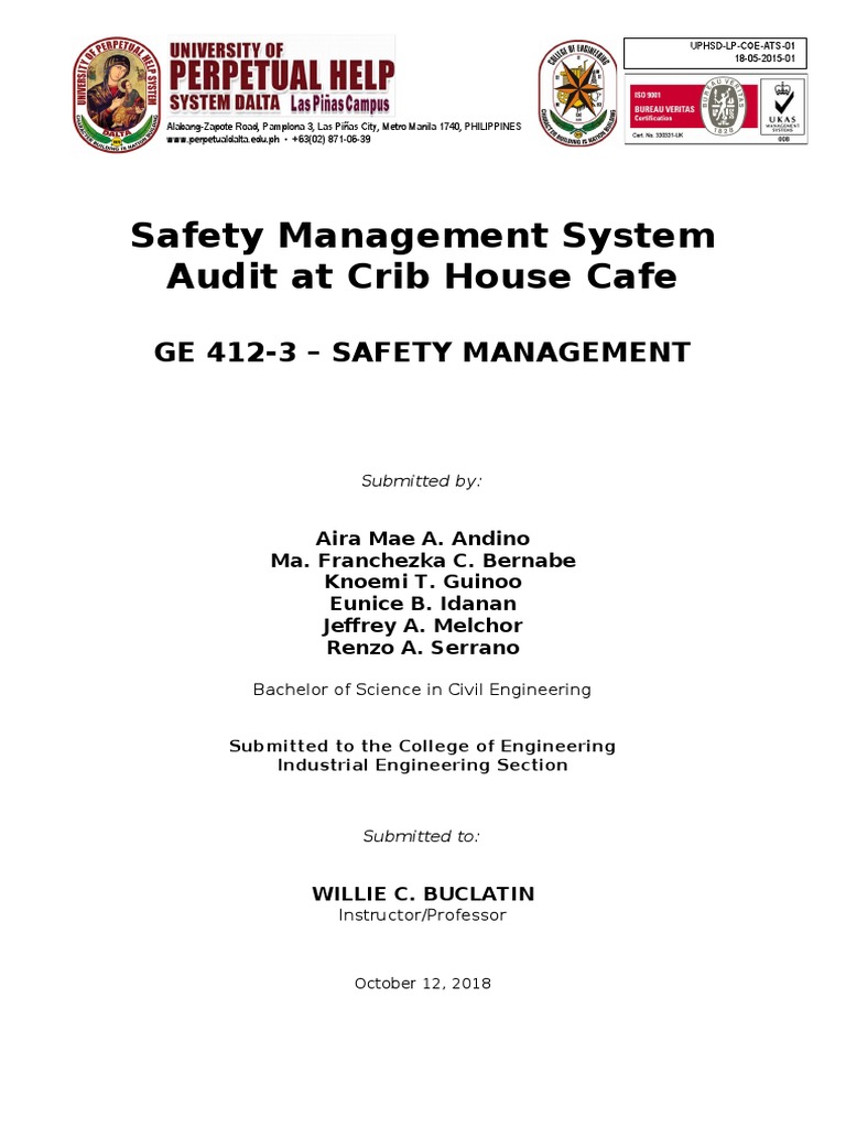 Safety Management System Audit at Crib House Cafe | PDF | Safety ...