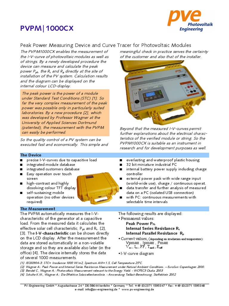 PVPM1000CX Peak Power Measuring Device | PDF | Photovoltaic System ...