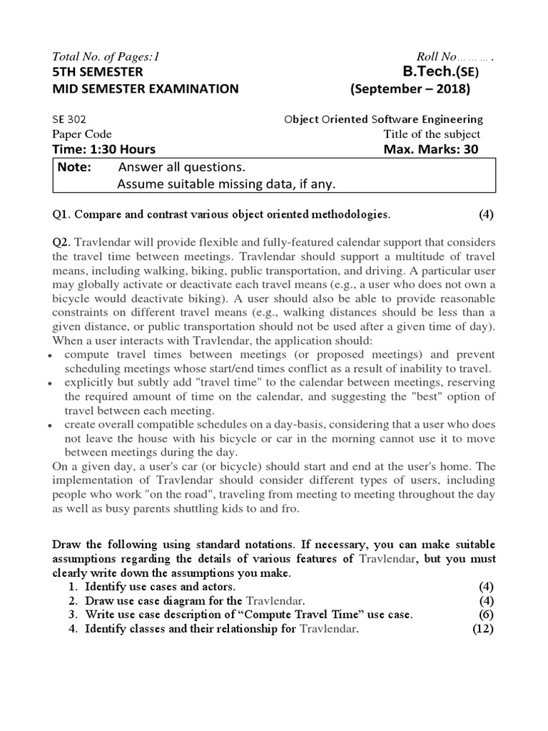 OOSE Se 2018 Mid Sem | PDF | Use Case | Object Oriented Programming