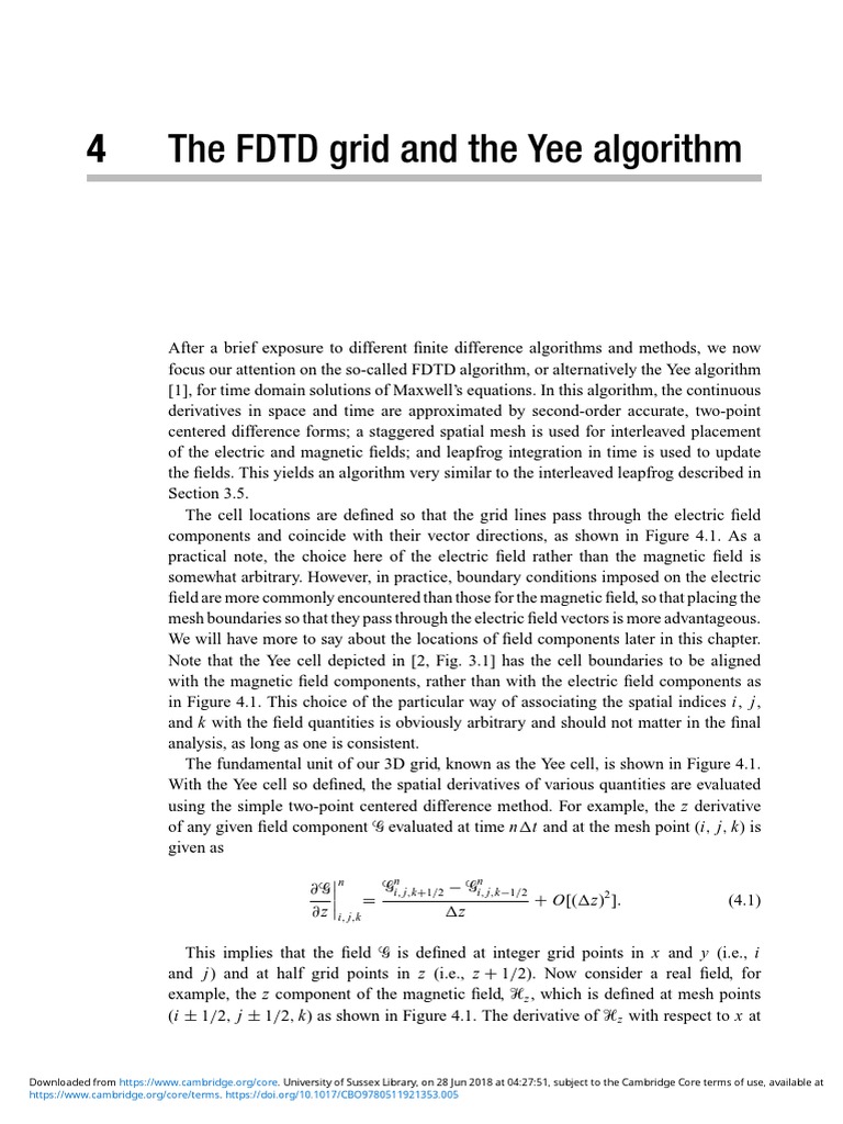The FDTD Grid and The Yee Algorithm PDF | PDF | Waves | Field (Mathematics)