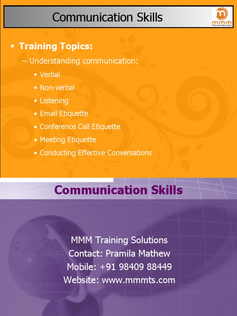Communication Skills: - Training Topics | PDF | Communication ...