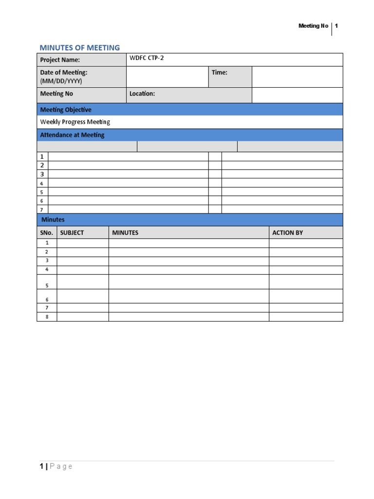 Format For Meeting Register | PDF